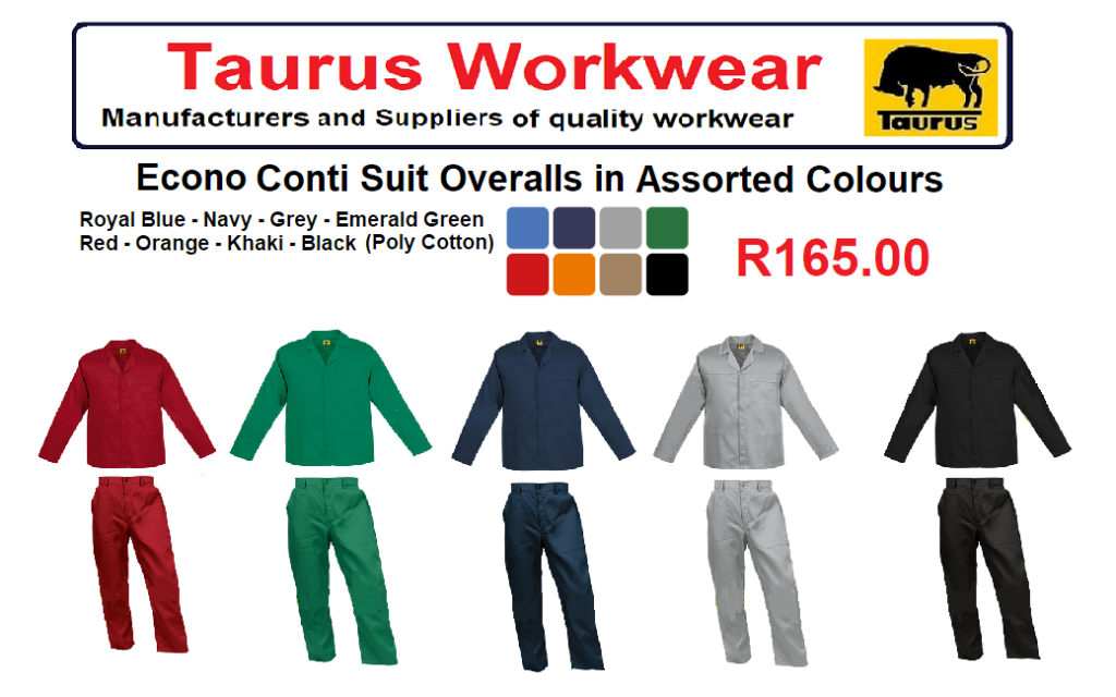 Taurus Workwear Conti Suit Overalls in Assorted Colours | Taurus Workwear